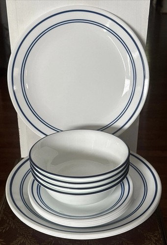 Classic Cafe Blue Livingware Corelle Virtrelle 12 Piece Dinnerware ...