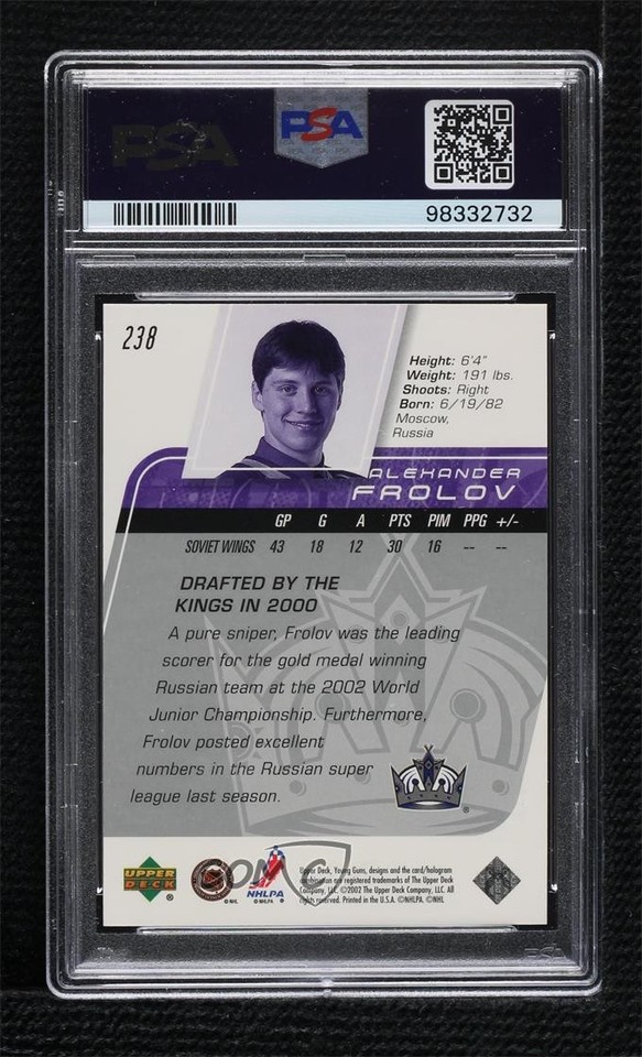 2002-03 Upper Deck Young Guns Alex Frolov #238 PSA 8 Rookie RC | eBay