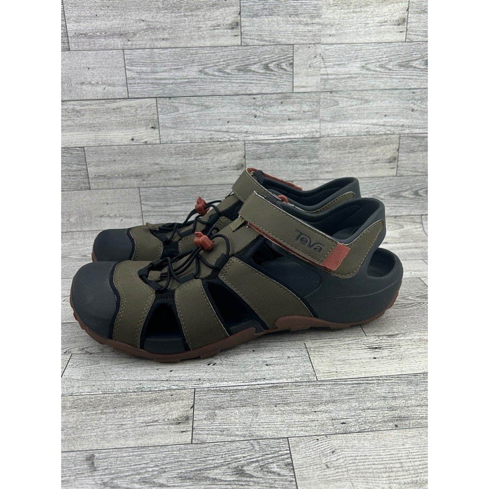 Teva Mens USA 11 Forebay Sandal Clog Army Olive Green Adjustable Strap ...