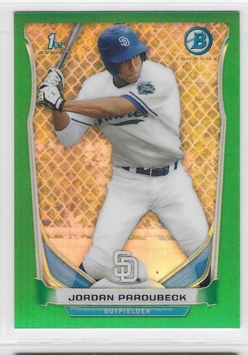 2014 Bowman Chrome Prospects Green Refractor #BCP58 JORDAN PAROUBECK ...