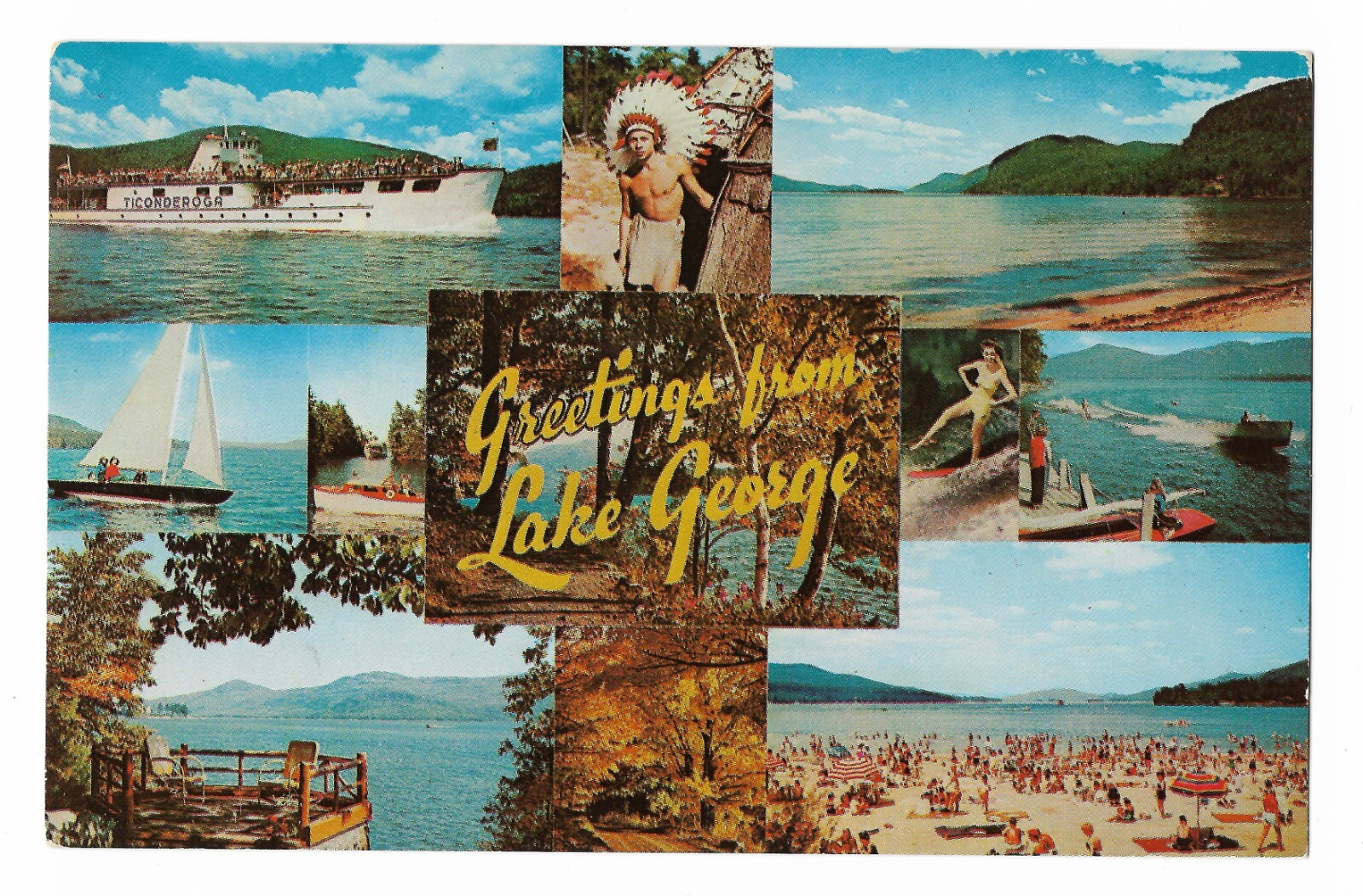 Greetings from Lake George New York NY Multi View Postcard Circa 1957 ...