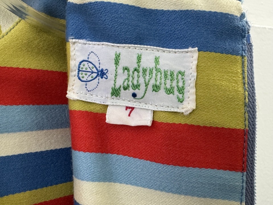 VTG 60s 70s LADYBUG ROMPER Playsuit Striped Stripes Colorful MOD GoGo ...