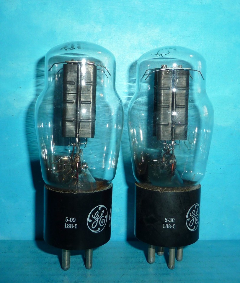 2 GE General Electric Type 80 Rectifier Tubes Black Plates Large D ...