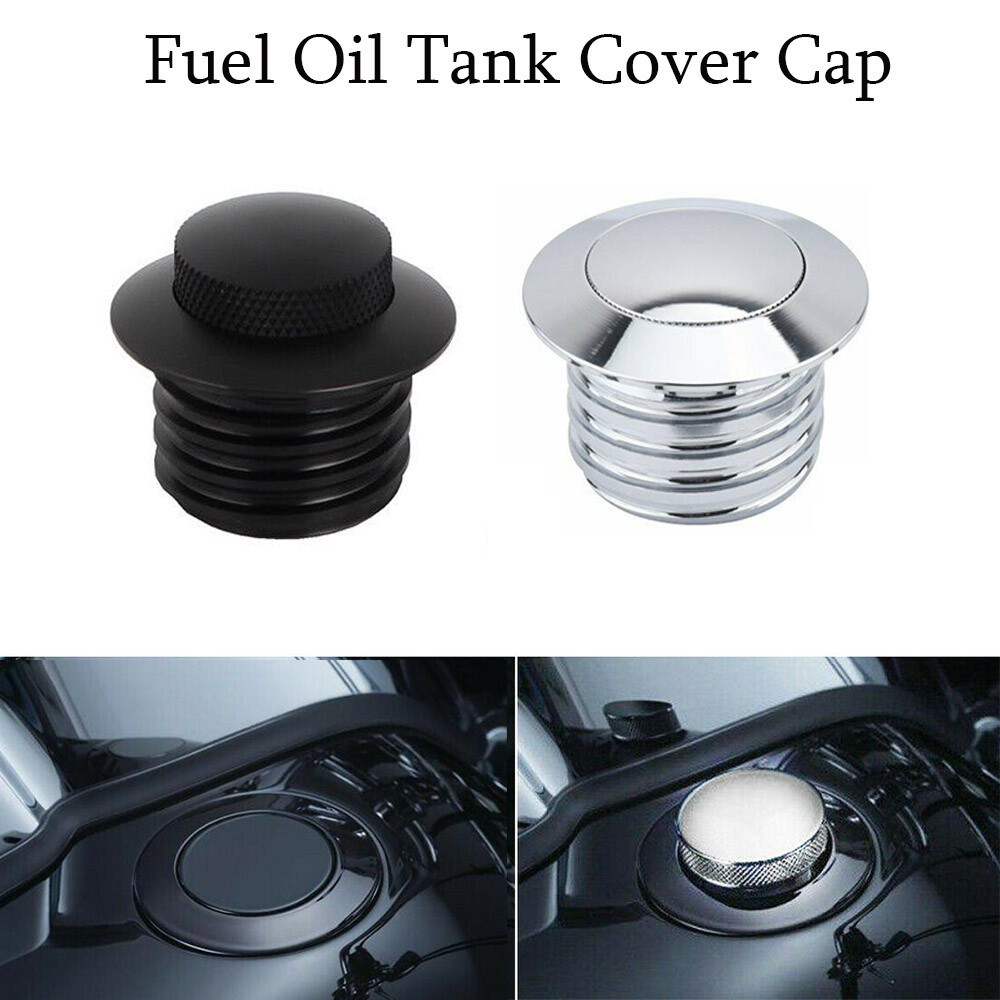 Chrome/Black Pop-Up Fuel Gas Cap Tank Cover Set For Harley Touring FLH ...