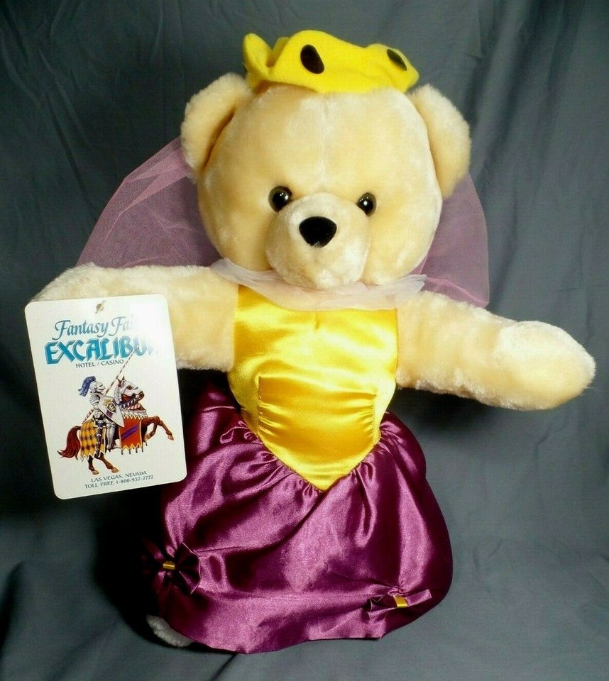 Queen Bear Plush Animal Soft 18" Roni Toy Co ©1990 Excalibur Hotel Las ...