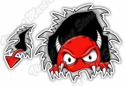 Little Devil Satan Lucifer Car Crack Hole Funny Bumper Vinyl Sticker ...