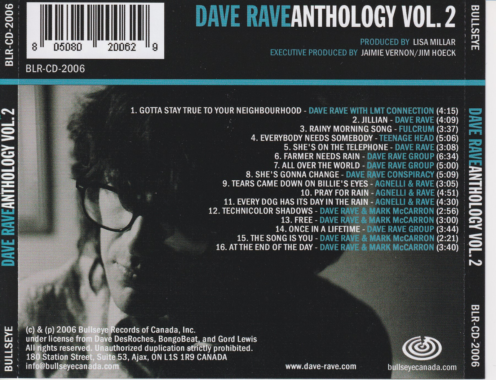 DAVE RAVE Anthology Volume 2 (CD 2006) 16 Songs Made in Canada Indie ...