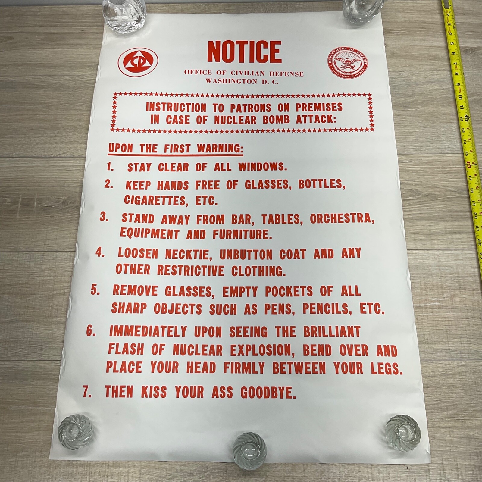 Vintage Nuclear Warning Government Poster Cold War Civilian Defense ...