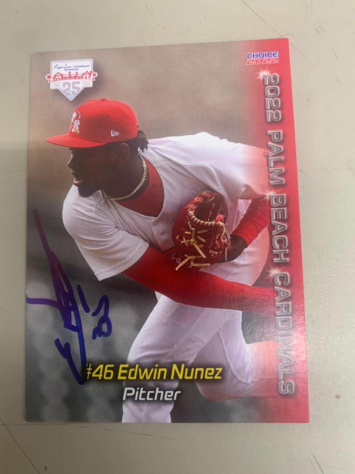 Edwin Nunez Card 2022 Palm Beach Cardinals Team Card IP Auto | eBay