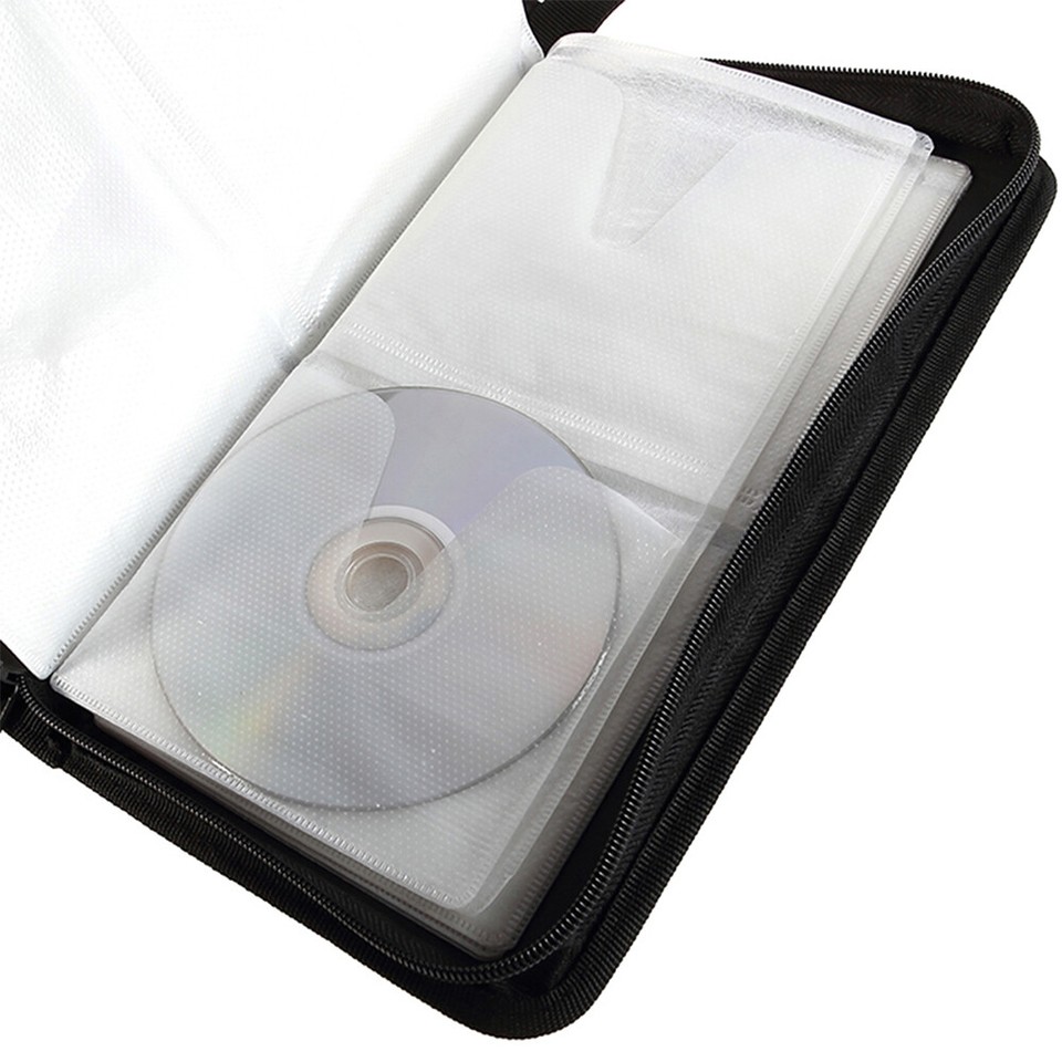 40 Disc DVD CD Storage Bags Dustproof Zipper Album Case Wallet Carrying ...