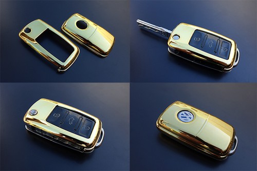 GOLD VW Car Remote Flip Key Cover Case Skin Shell Cap Fob Protection ...