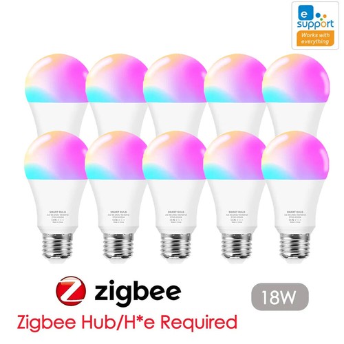 1-10PCS E27 Zigbee Smart LED Light Bulb 18W RGB Color Lamp for Alexa Google | eBay