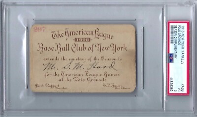 1916 New York Yankees Polo Grounds Season Complimentary Ticket To All ...