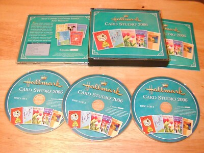 Hallmark Card Studio 2006 PC 3 CD-ROMs Creative Home for Windows 98/Me ...