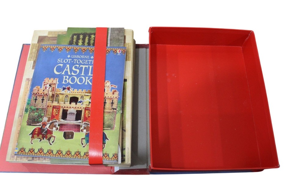 Usborne Slot-together Castle Playset Blue Red Green Cardboard Press-out ...