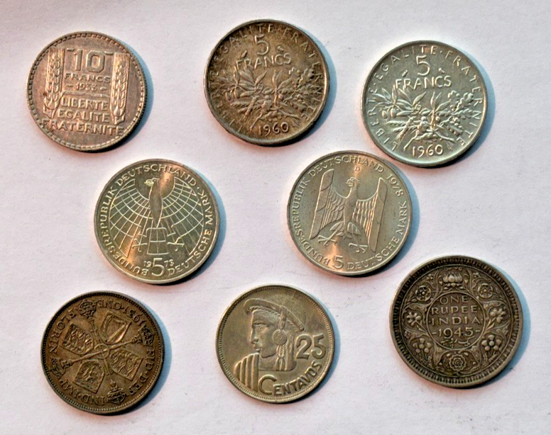 383 Grams World Silver Coin Lot, EST. 9 Troy Oz ASW, 35 Coins | eBay