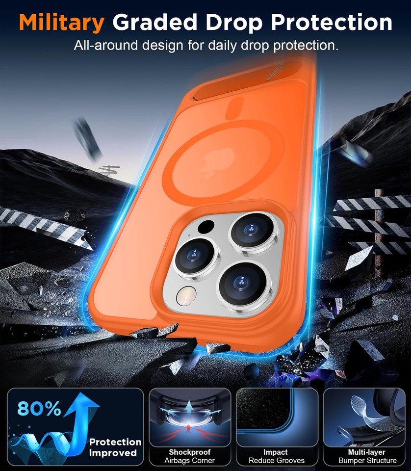 Temdan Magnetic Compatible with iPhone 13 Pro Case, 13 Pro, Orange ...