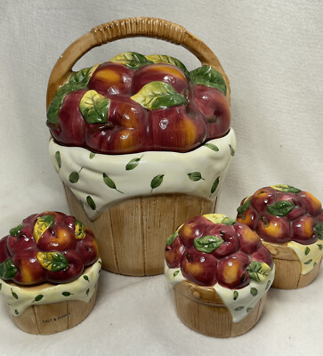 Cooks Club Apple Basket Cookie Jar Salt and Pepper Shakers 2 Treat ...