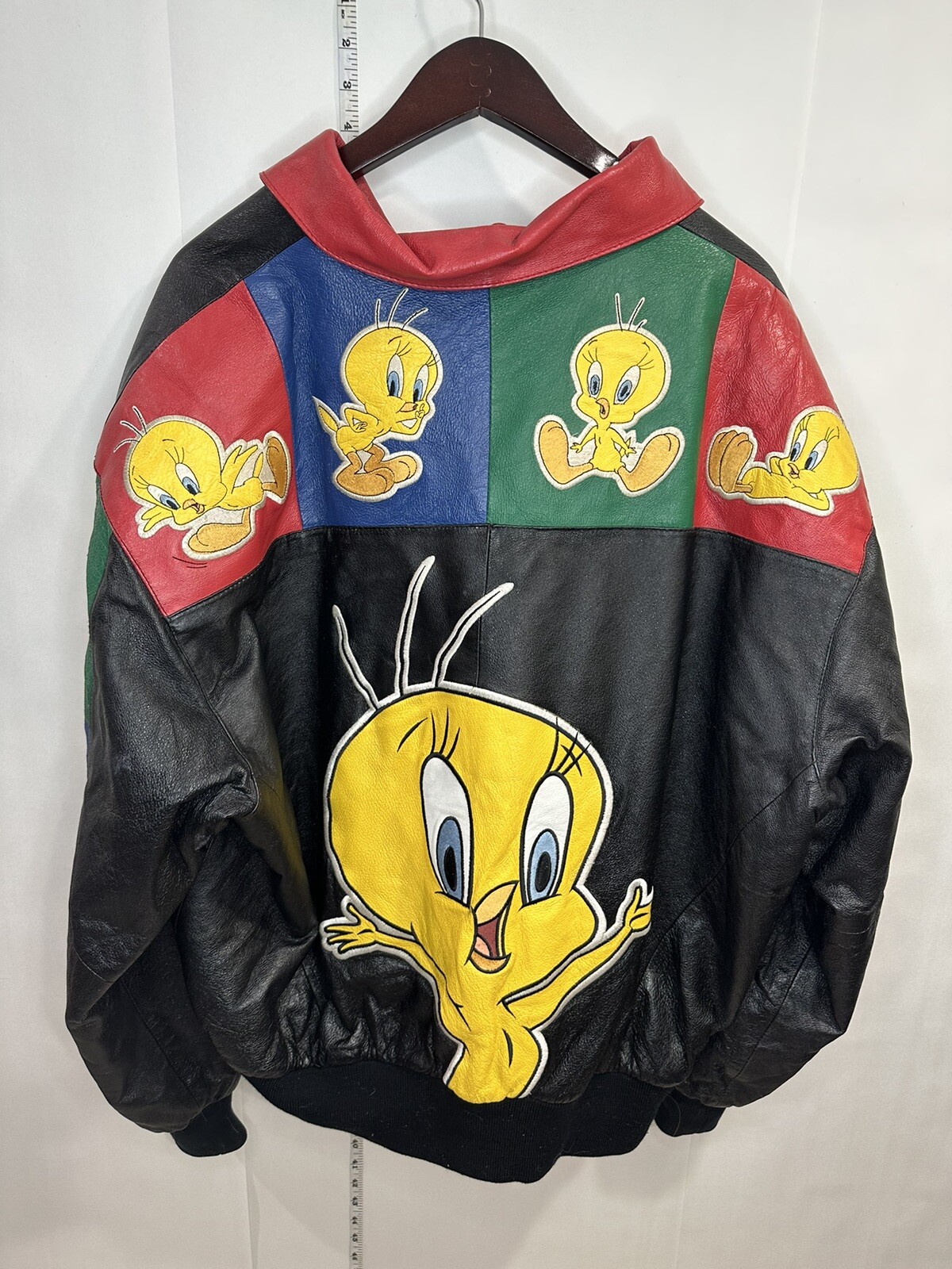 Vintage Tweety Bird Leather Jacket 1998 Looney Tunes … - Gem
