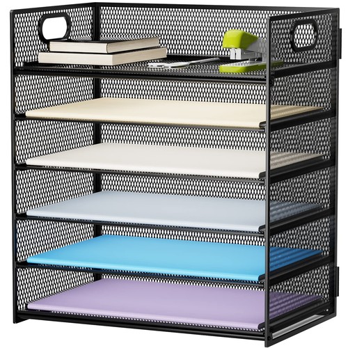 6 Tier Paper Organizer Letter Tray - Mesh Desk File Organizer with ...