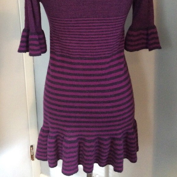Free People Ruffle Striped Sweater Dress Purple Stripe S Hot Goth | eBay