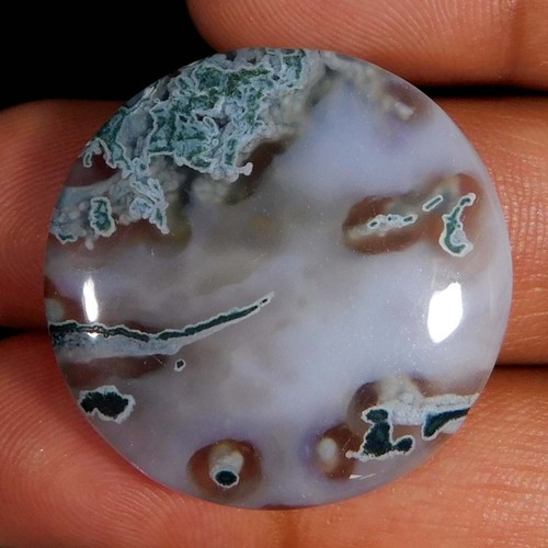 Natural Indonesia Moss Agate Round Cabochon 44.35Cts. Reiki Healing ...