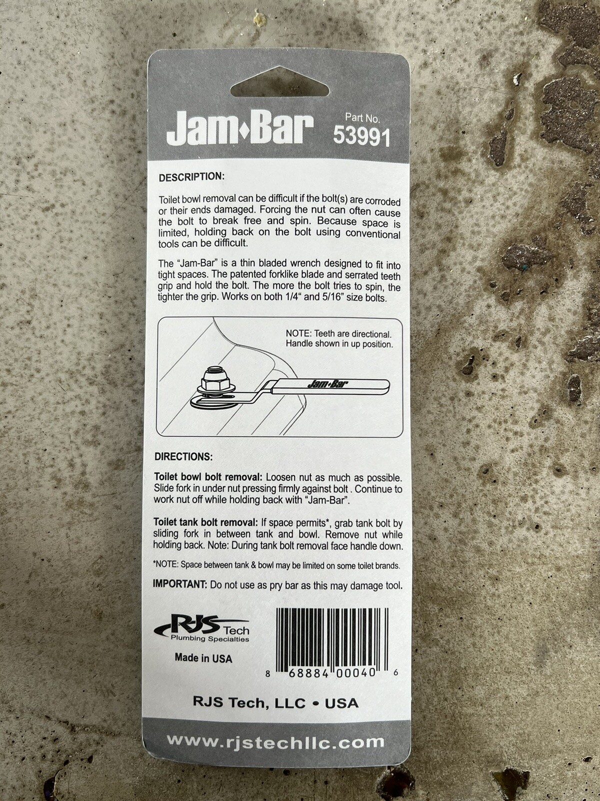 Jam-Bar Toilet Bolt Lock Wrench NEW - Plumbing Tools - Toliet ...