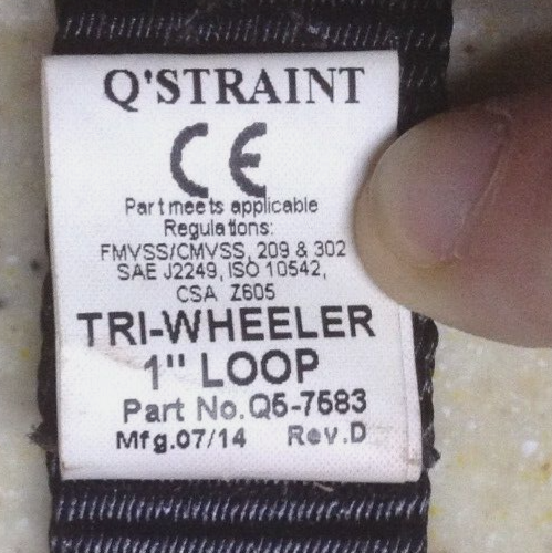 QSTRAINT Q5-7583 1" LOOP TRI-WHEELER WEBBING STRAP BELT TIEDOWN BUS ...