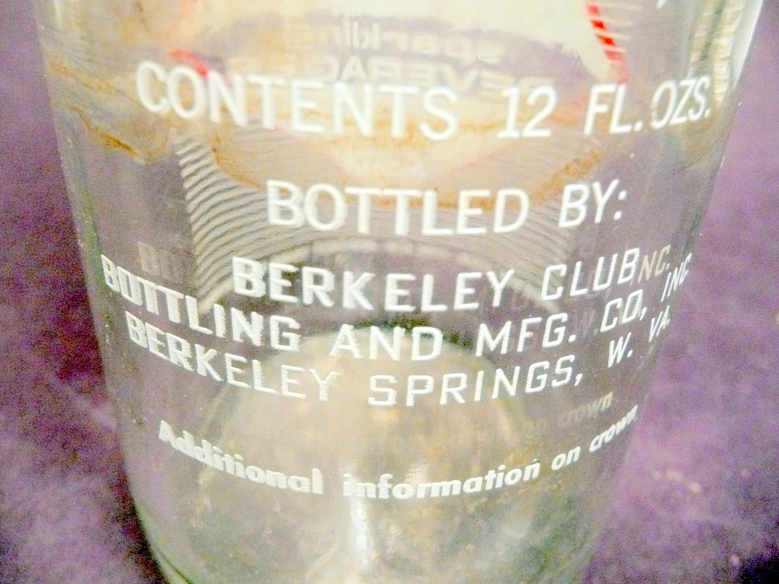 vintage ACL Soda Pop Bottle: BERKELEY CLUB of BERKELEY SPRINGS, W. VA ...