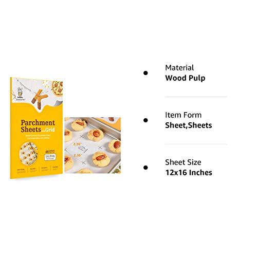 12x16 Inch Parchment Paper Sheets with Grid Lines, Precut Baking Paper ...