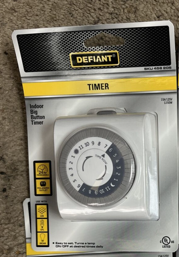 Defiant 15-Amp 24-Hour Plug-In Mechanical Big Button Timer | eBay