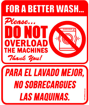 'Do Not Overload' Laundromat Overlay Red Self-Adhesive Sticker FREE ...