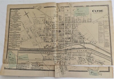 1874 Village of Clyde Wayne County NY Antique Atlas Map | eBay