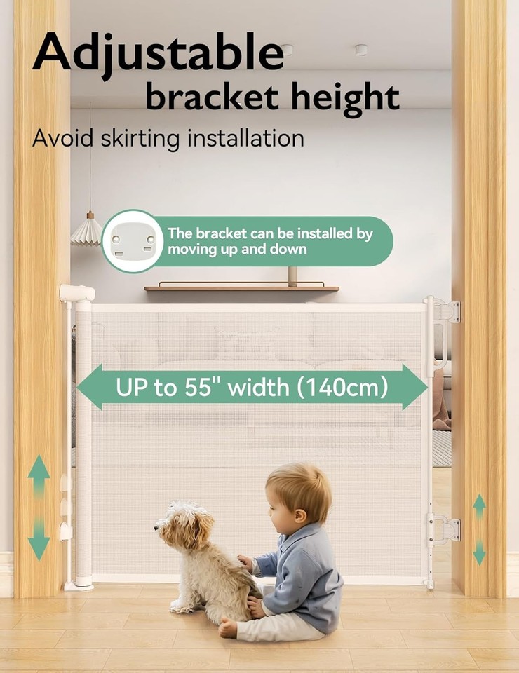 Momcozy Auto-lock Retractable Stair Gate,Safety Baby Gate Roll for ...