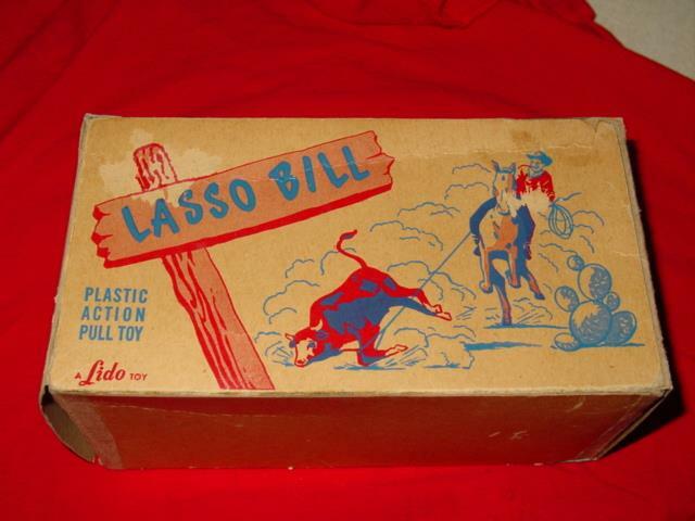 VTG Lido Toys : LASSO BILL - Plastic Action Pull Toy Cowboy (IN BOX ...