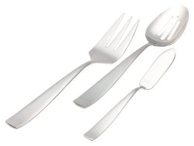 New Yamazaki BOLO Stainless Flatware 3 pc SERVING SET BUTTER, PIERCED, MEAT FORK | eBay