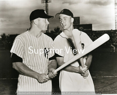 Detroit Tigers Al Kaline & New York Yankees Mickey Mantle Crossing Bats ...
