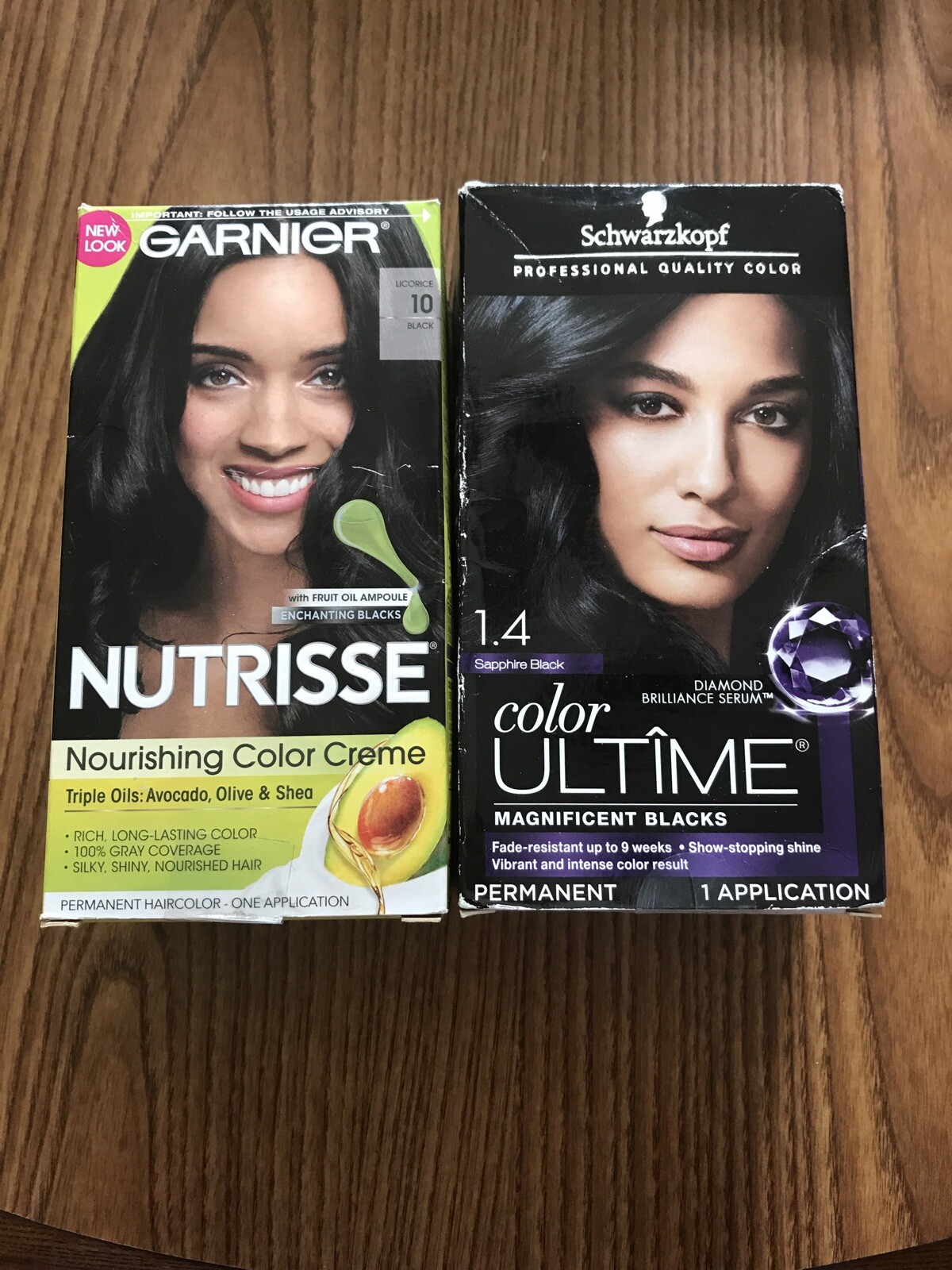 Black Hair Color Lot - Garnier Nutrisse 10 Licorice - Schwarzkopf ...