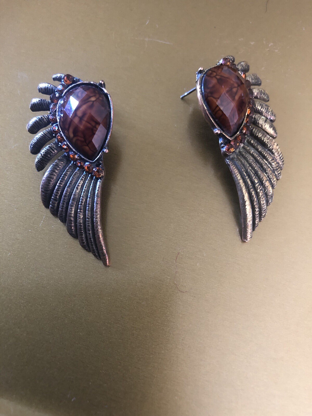 VINTAGE large angel wing earrings 1980s - Gem