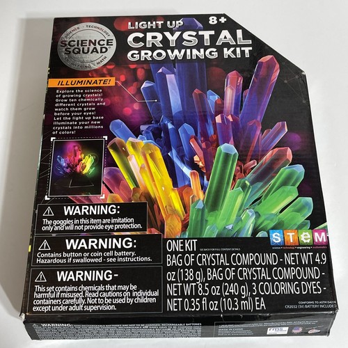 Science Squad Light Up Crystal Growing Kit Age 8-12 STEM Developmental ...