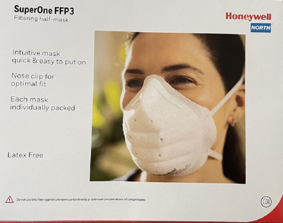 Box of 16 FFP3 Face Mask Medical Individual Wrapped Honeywell SuperOne ...