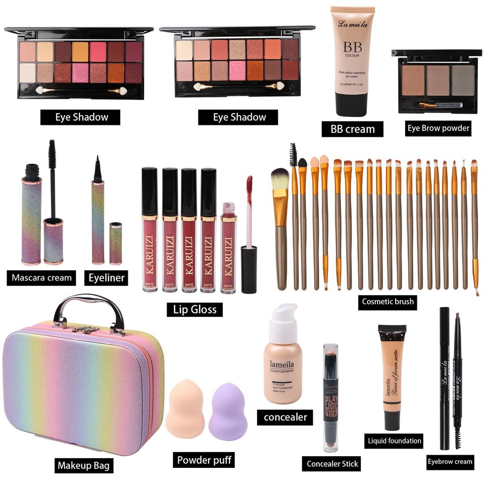 Makeup Set for Girls, Rainbow Makeup Kit, Beauty Boxes with Brushes and ...