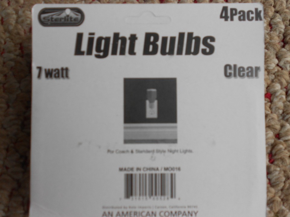 'Sterlite' Clear Night Light Bulbs [7W] //(4 Bulbs//8 Bulbs//12 Bulbs ...