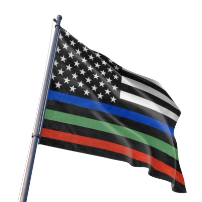 3x5' ft USA Thin Red, Blue & Green Line Flag Banner - Police - Fire ...