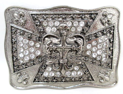 Womens Belt Buckle Western Cowgirl Rhinestone Bling Fleur de Lis Funky ...