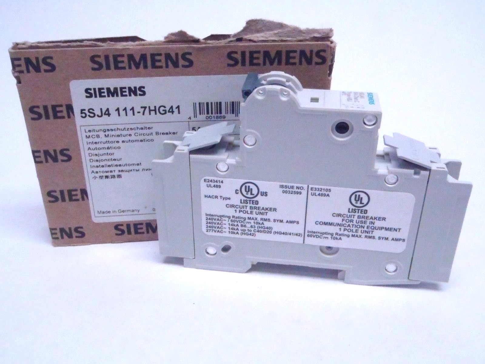 SIEMENS 5SJ4111-7HG41 5SJ4 111-7HG41 MCB UL489 1-POLE 5A C-TRIP TYPE ...