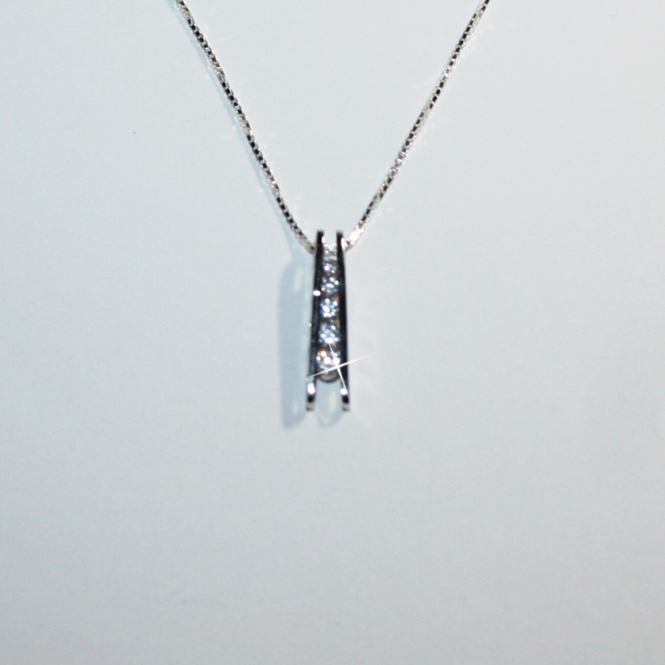 5 Stone Austrian Zircon Journey Ladder 20mm long Pendant Necklace 14k ...