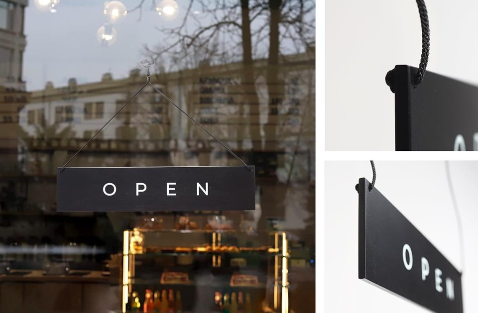 Modern Wooden Open Closed Sign for Business - Double-Sided Open Sign ...