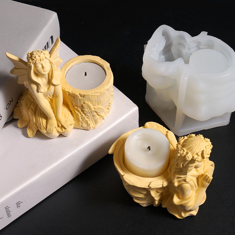 Roman Angel Flower Pot Plaster Silicone Mold Garden Prayer Bouque ...