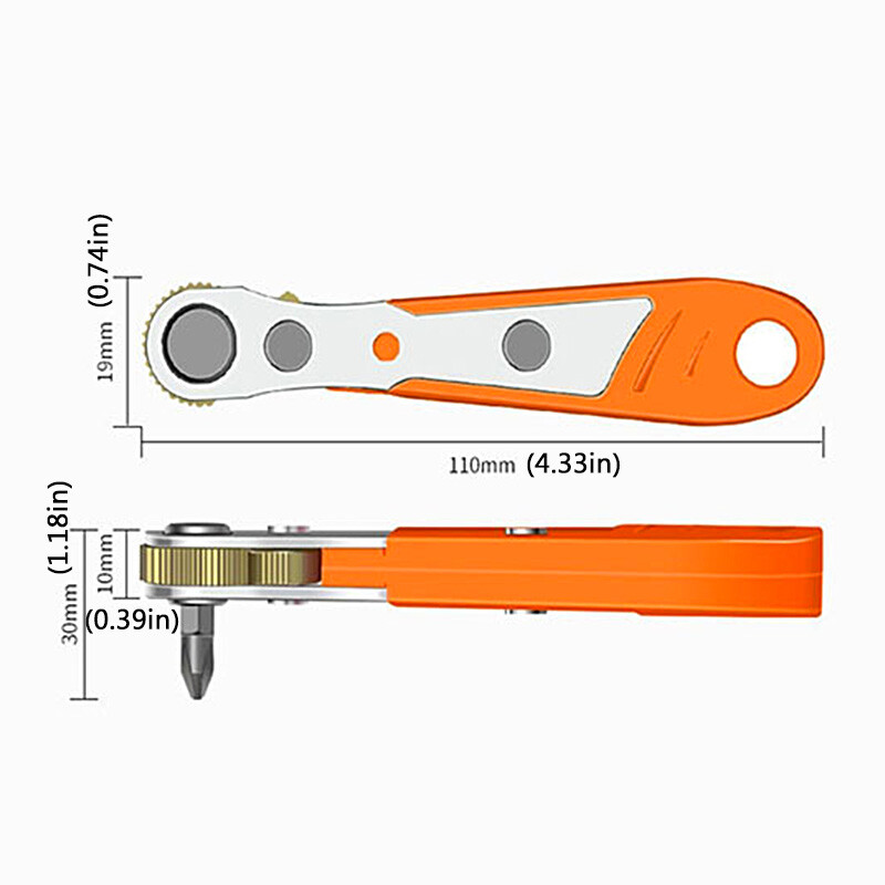 Ratcheting Right Angle Screwdriver Hex Drive 90 Degree Offset + 10pc ...